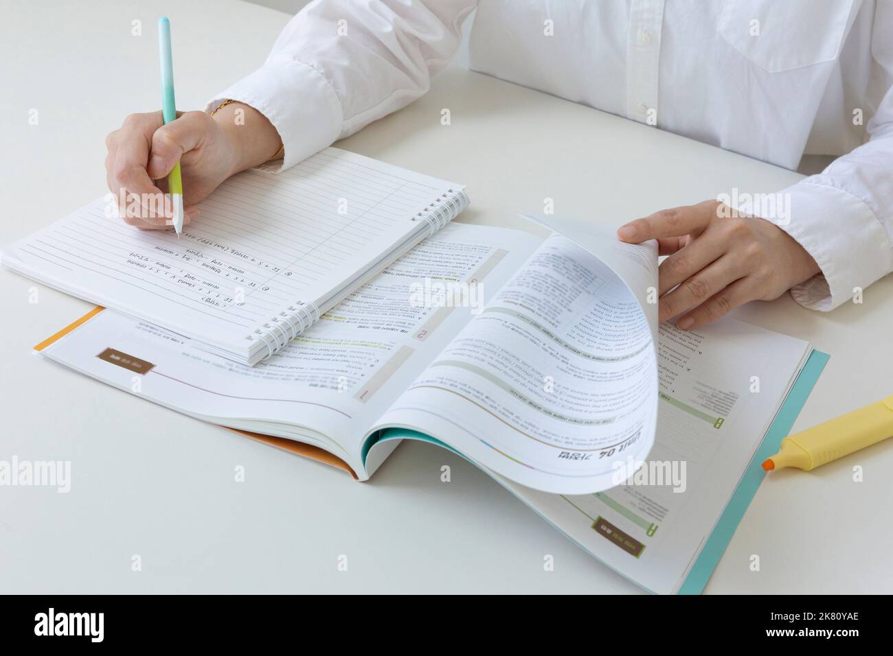 studying at home, study desk setup studying while taking notes Stock ...