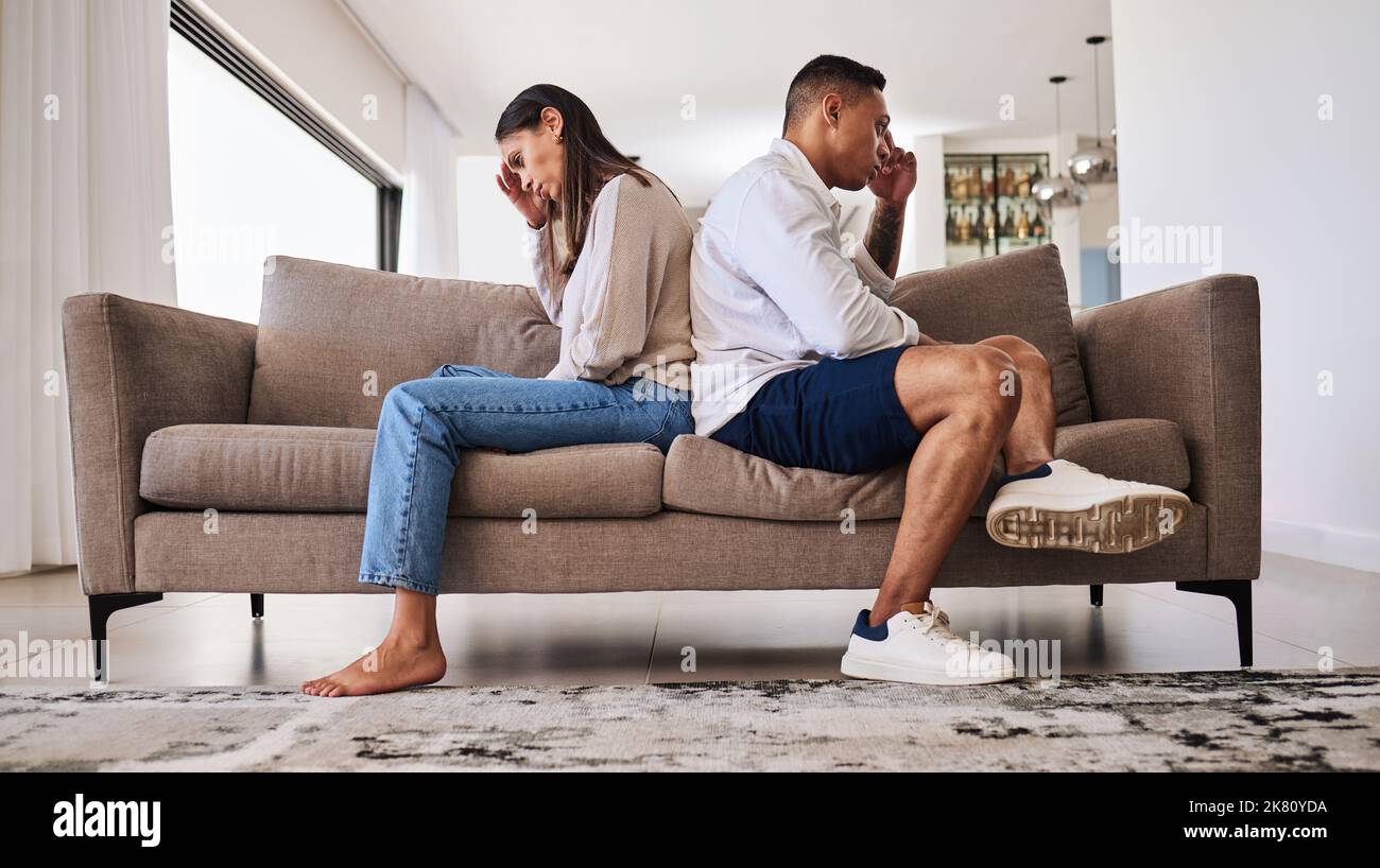 Fight, frustrated and couple with a problem in their marriage on the ...