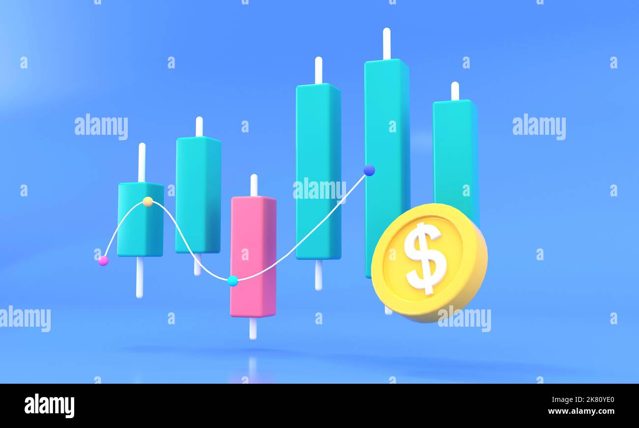 3d rendering economic stock market growth or decline concept ...