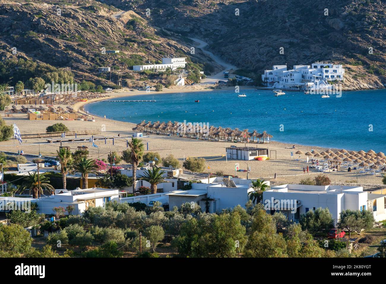 Breathtaking panoramic view of the famous Mylopotas beach in Ios Greece ...