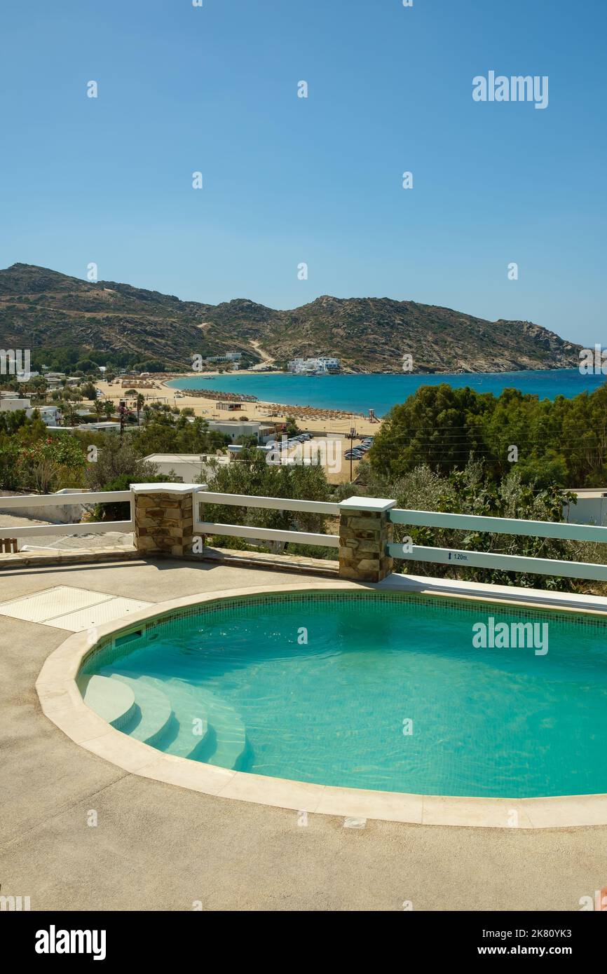 Ios, Greece - September 6, 2022 : View of a beautiful swimming pool ...
