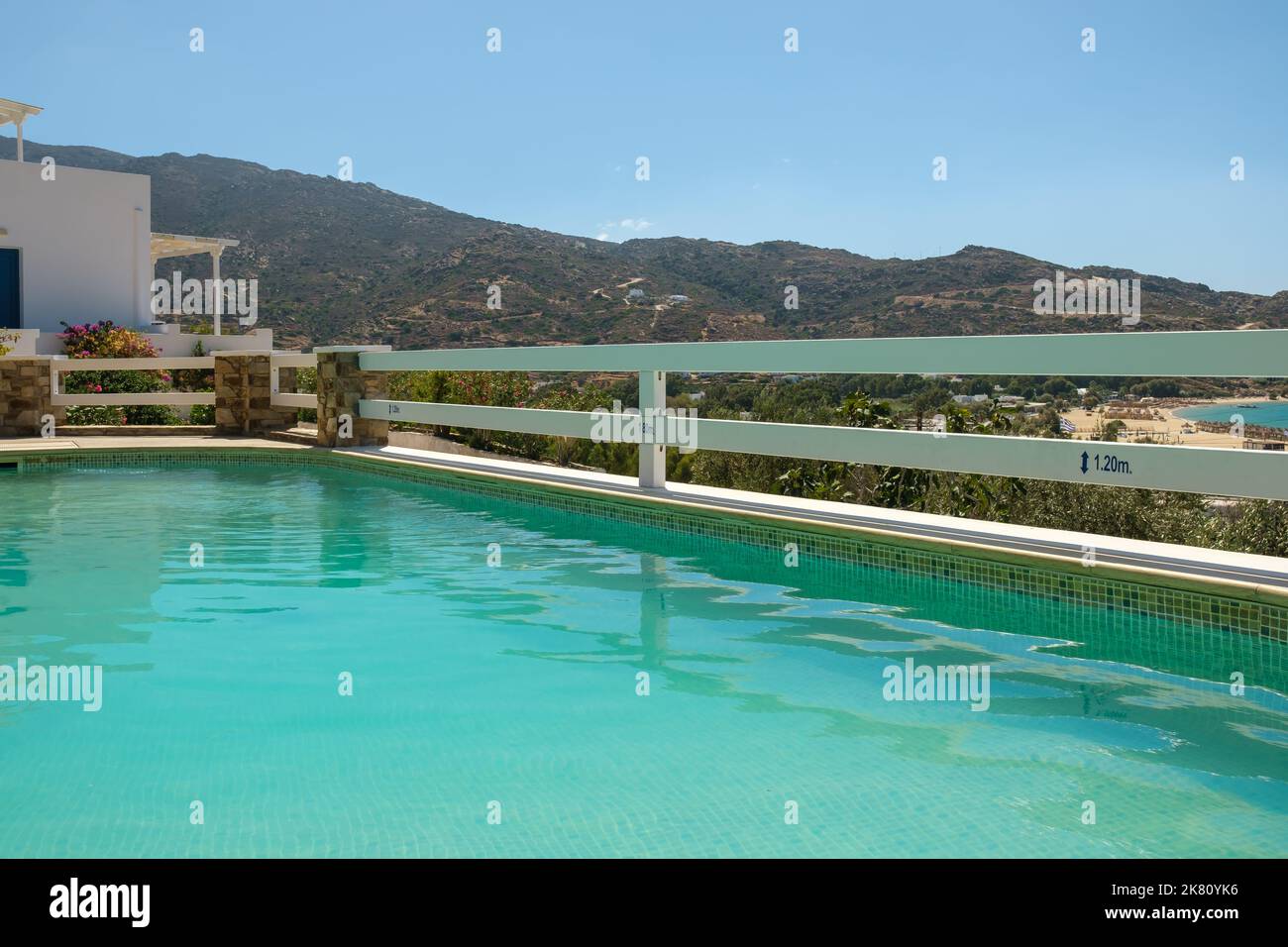 Ios, Greece - September 6, 2022 : View of a beautiful swimming pool ...