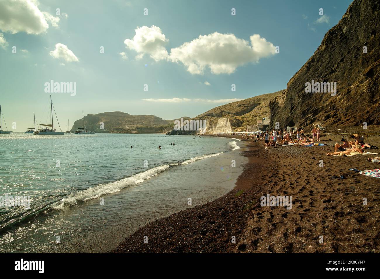 Santorini, Greece - September 5, 2022 : The famous and crowded red ...