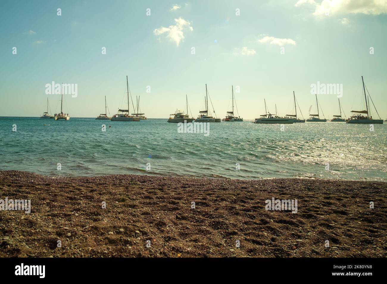 Santorini, Greece - September 5, 2022 : View of various sailboats at ...