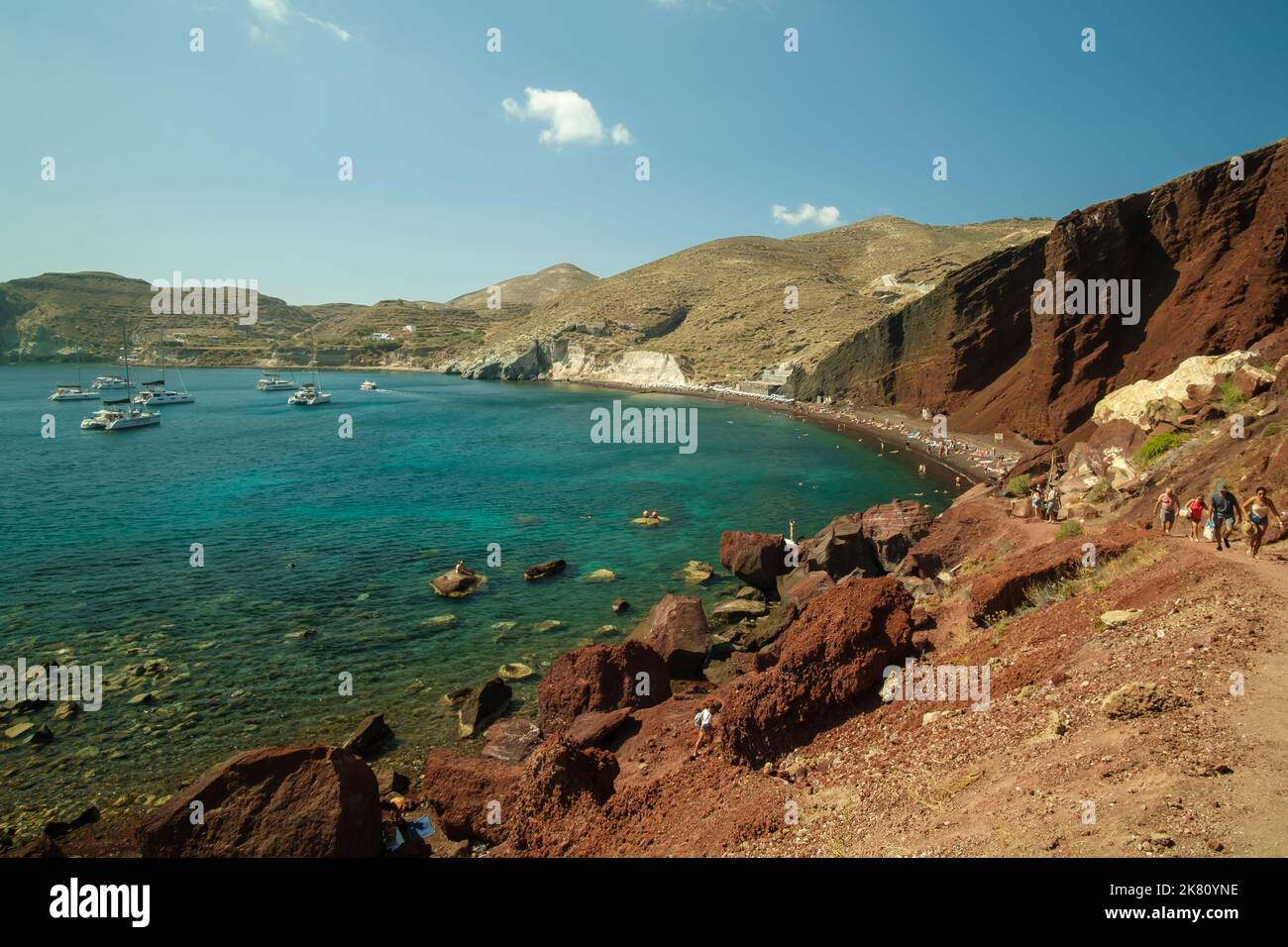 Santorini, Greece - September 5, 2022 : The famous and crowded red ...