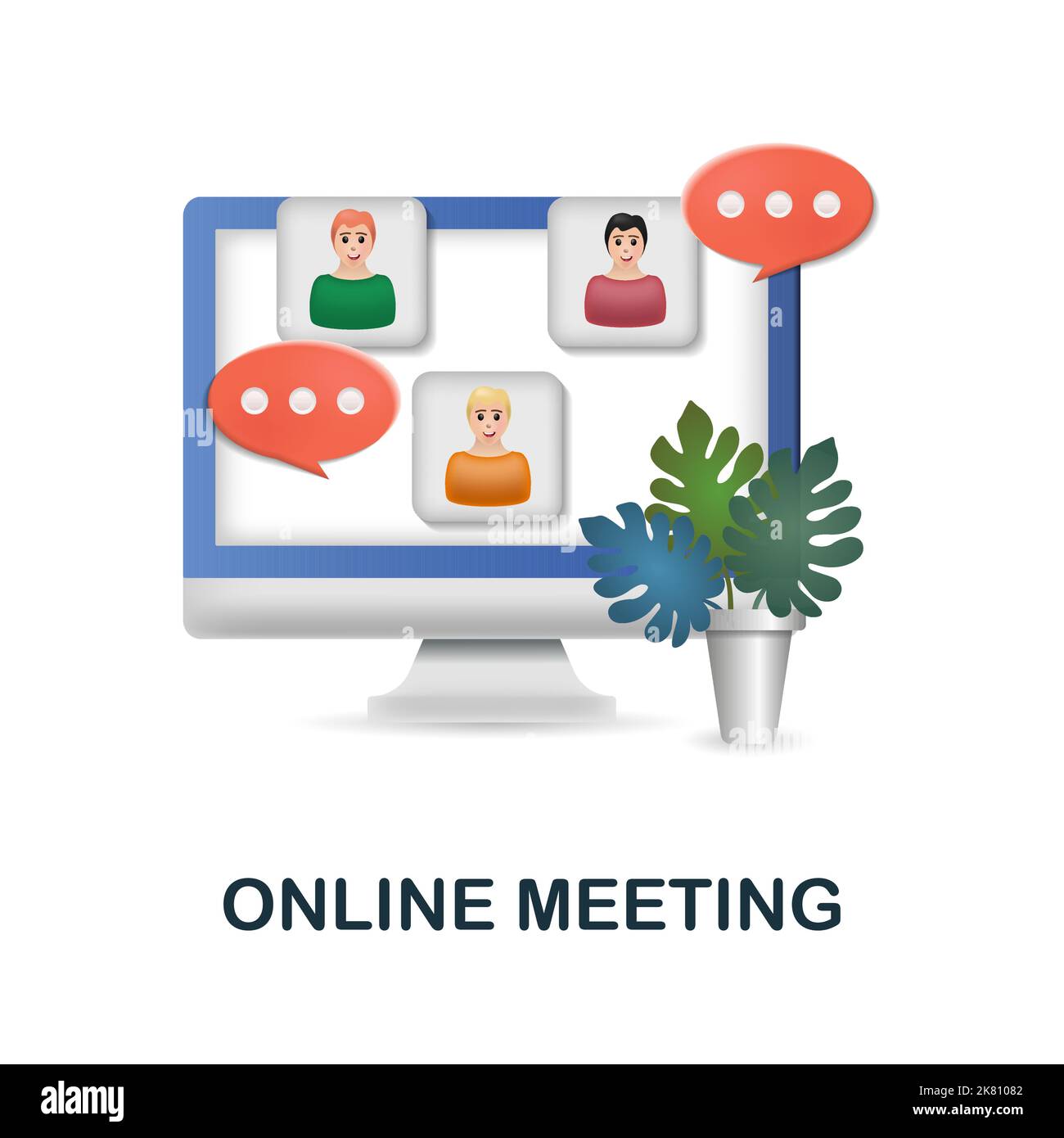 Online Meeting icon. 3d illustration from discussion collection ...