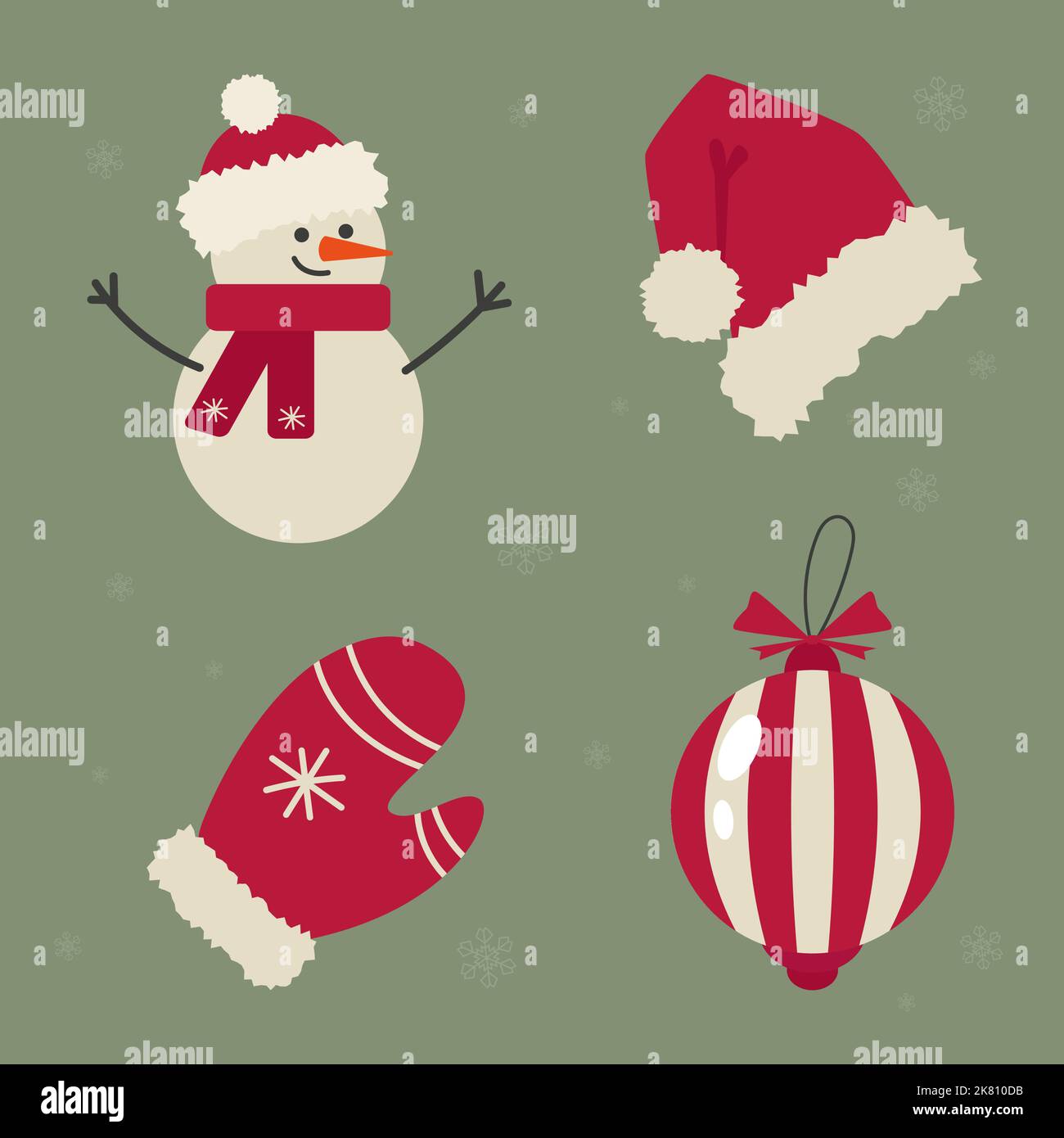 collection of cartoon christmas elements santa hat snowman christmas ...