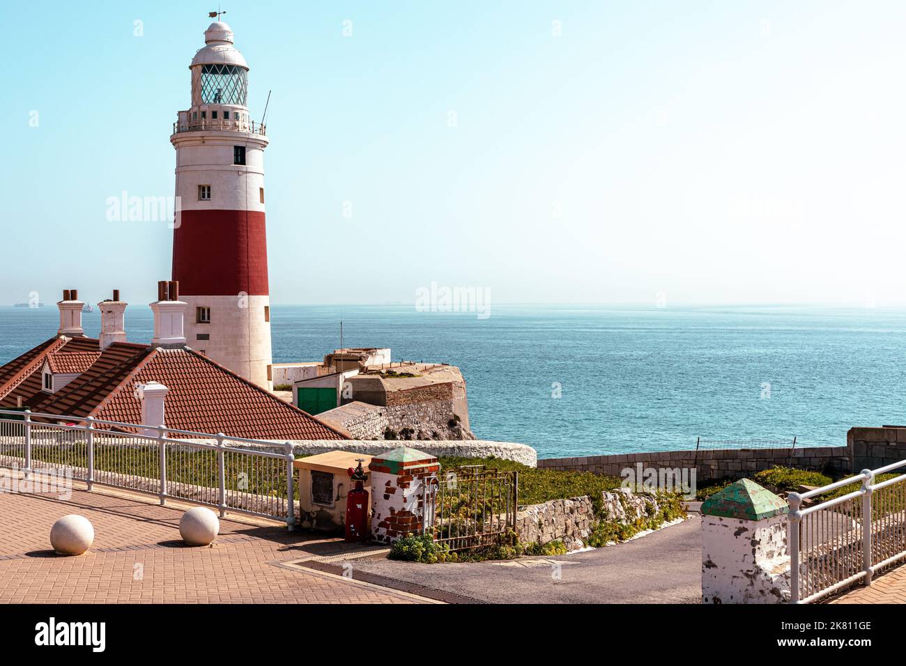 Gibraltar. Punta Europa Lighthouse in the south territory of the Rock ...