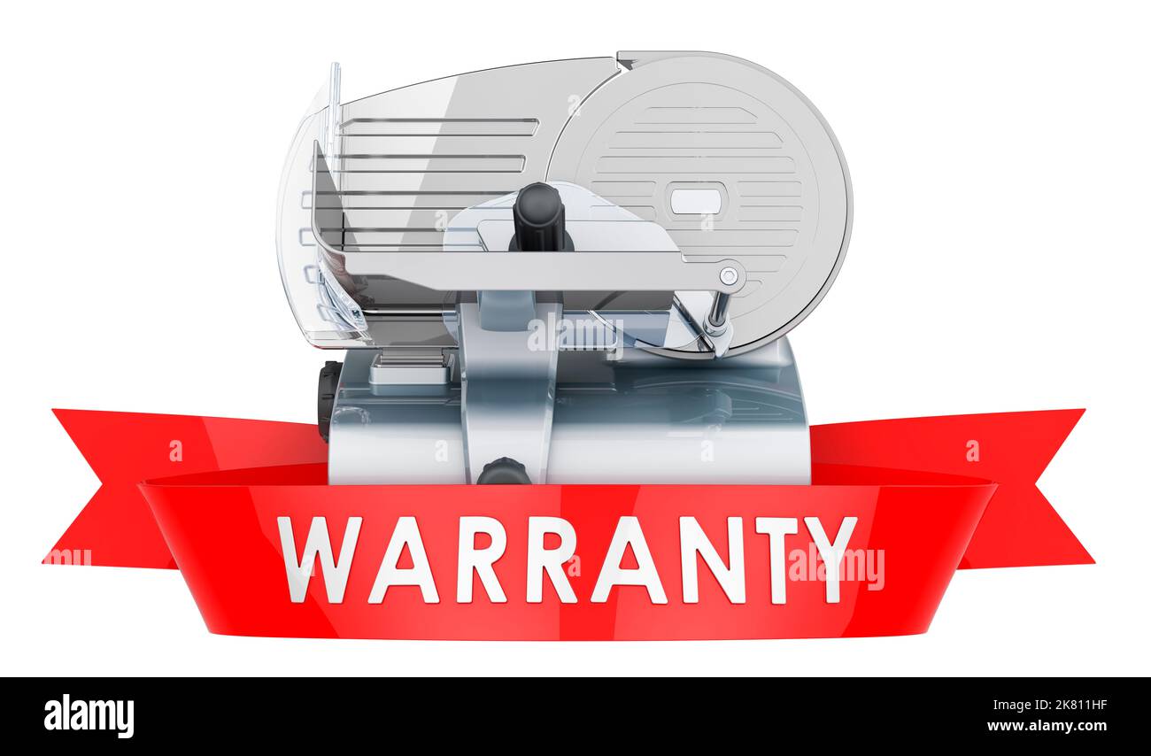 Slicing machine warranty concept. 3D rendering isolated on white ...
