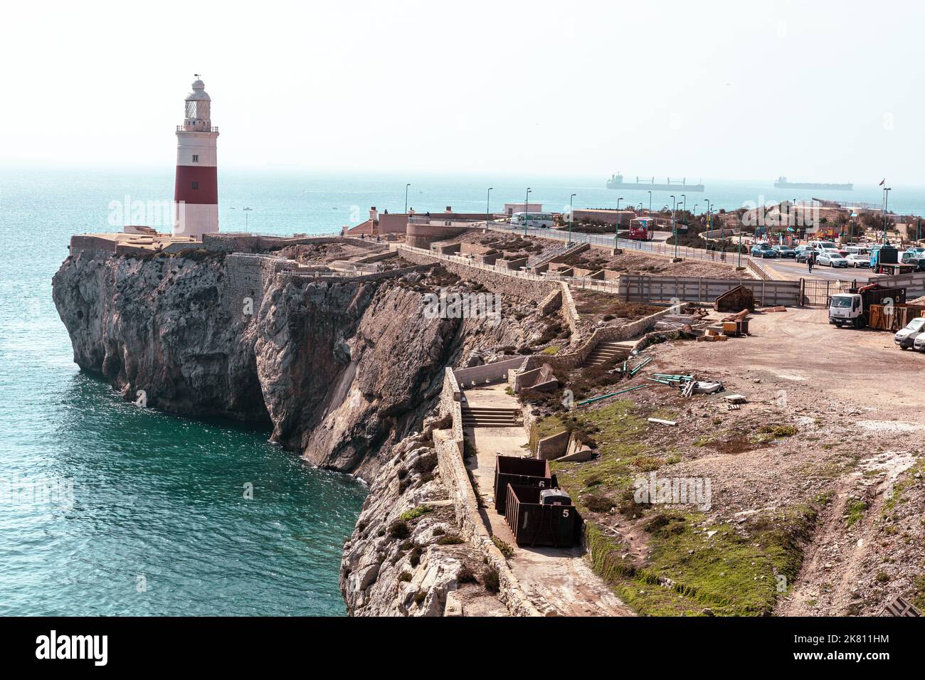 Gibraltar. Punta Europa Lighthouse in the south territory of the Rock ...