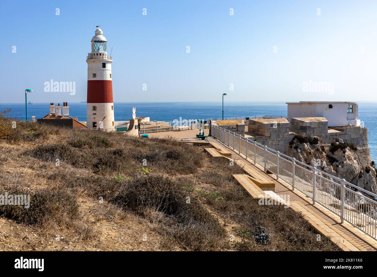 Gibraltar. Punta Europa Lighthouse in the south territory of the Rock ...