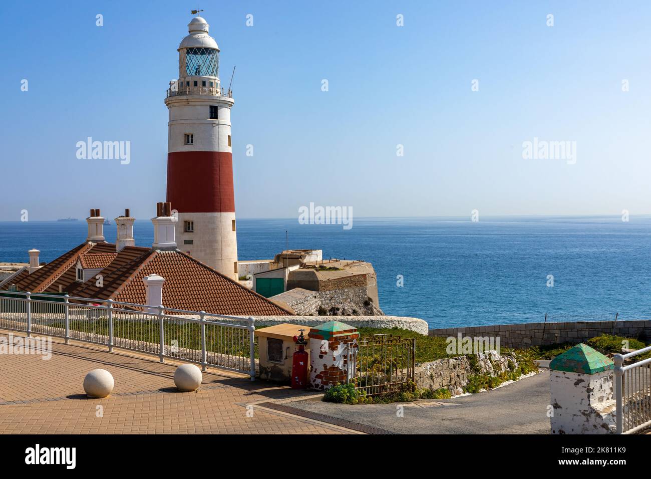 Gibraltar. Punta Europa Lighthouse in the south territory of the Rock ...