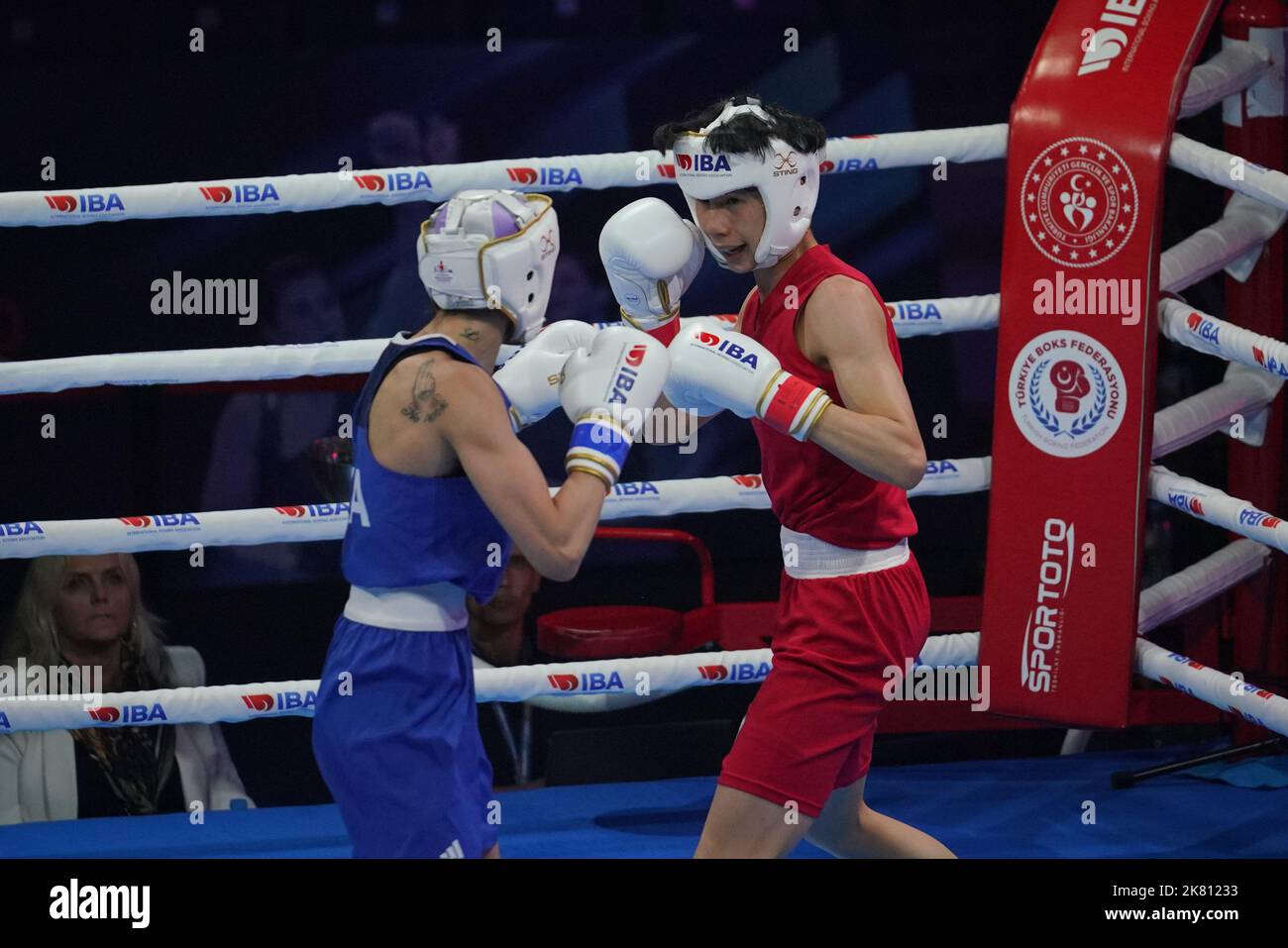 ISTANBUL, TURKEY - MAY 19, 2022: Lin Yu-Ting (Red) and Testa Irma (Blue ...