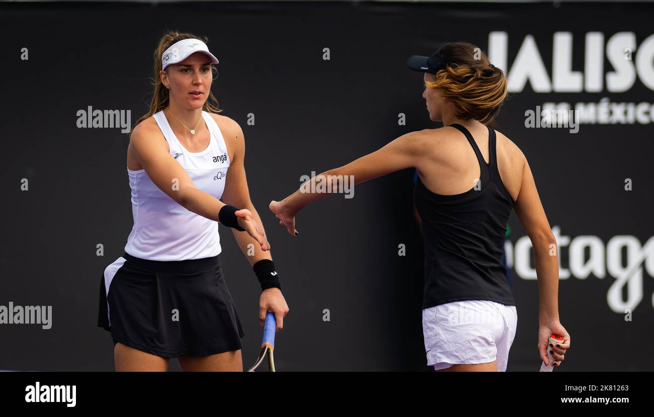 Beatriz Haddad Maia of Brazil & Anna Danilina of Kazakhstan playing doubles at the 2022 WTA ...