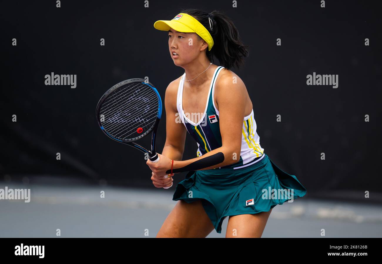 Ann Li of the United States in action during her first-round match at ...