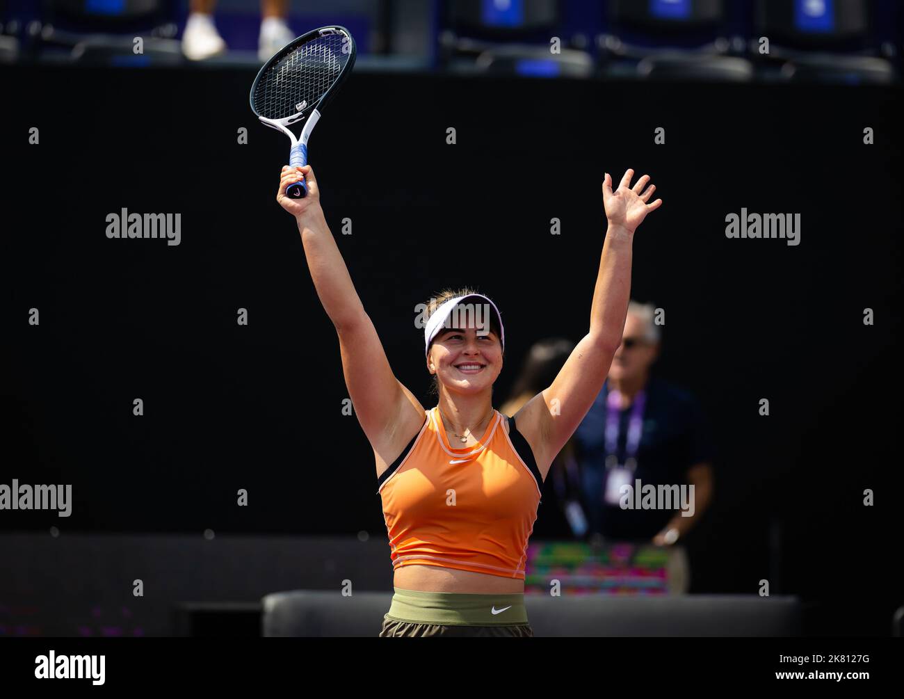 Bianca Andreescu of Canada in action during her first-round match at ...
