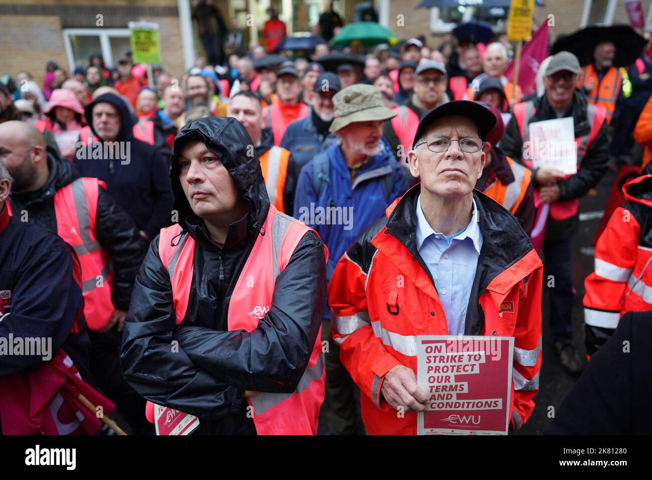 Postal workers, Openreach engineers and call centre staff listening to ...