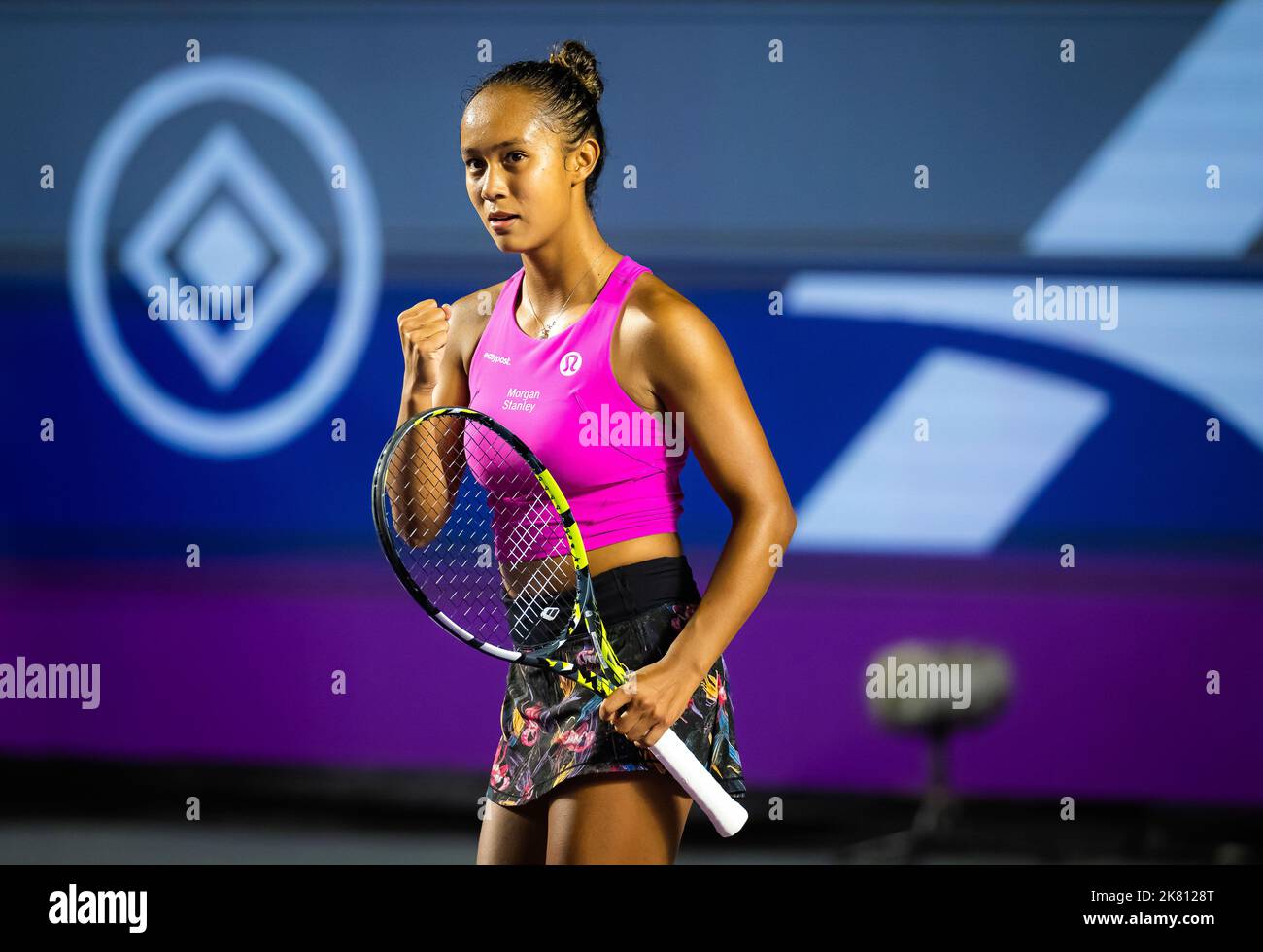 Leylah Fernandez of Canada in action during her first-round match at ...