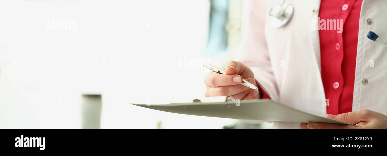 Qualified doctor fill in prescription for patient and list needed ...