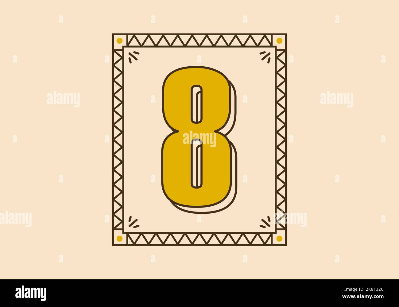 Retro rectangle frame with number 8 on it Stock Vector Image & Art - Alamy