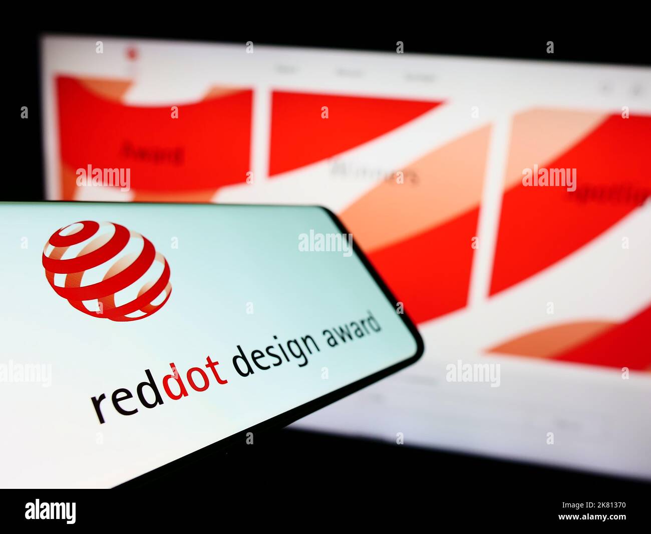 Mobile phone with logo of German international prize Red Dot Design ...