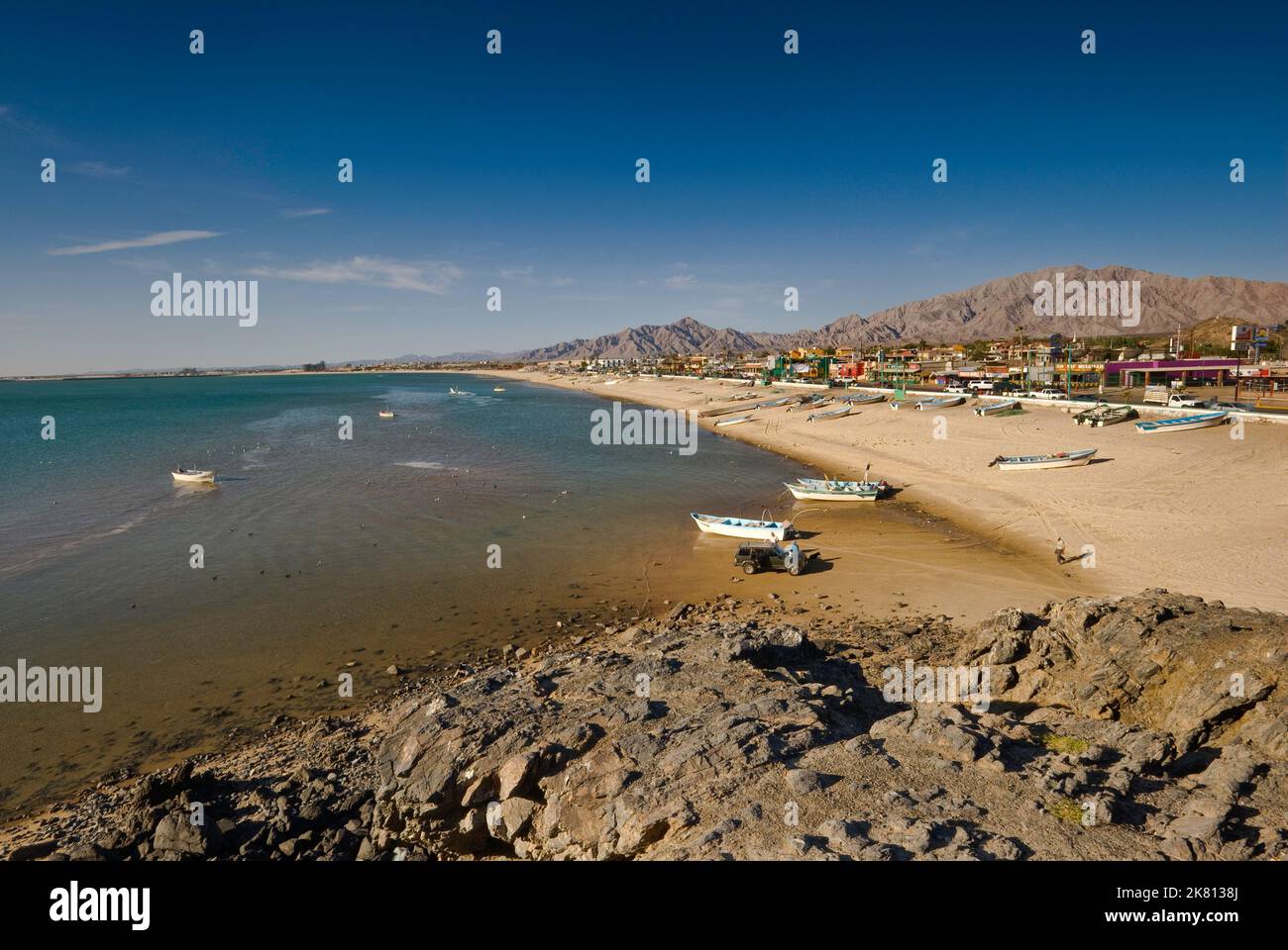 Bahia de San Felipe at high tide and town of San Felipe, Baja ...
