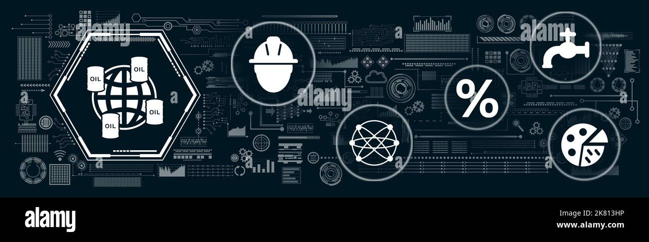 Concept of opec with icons on futuristic hud interface Stock Photo - Alamy