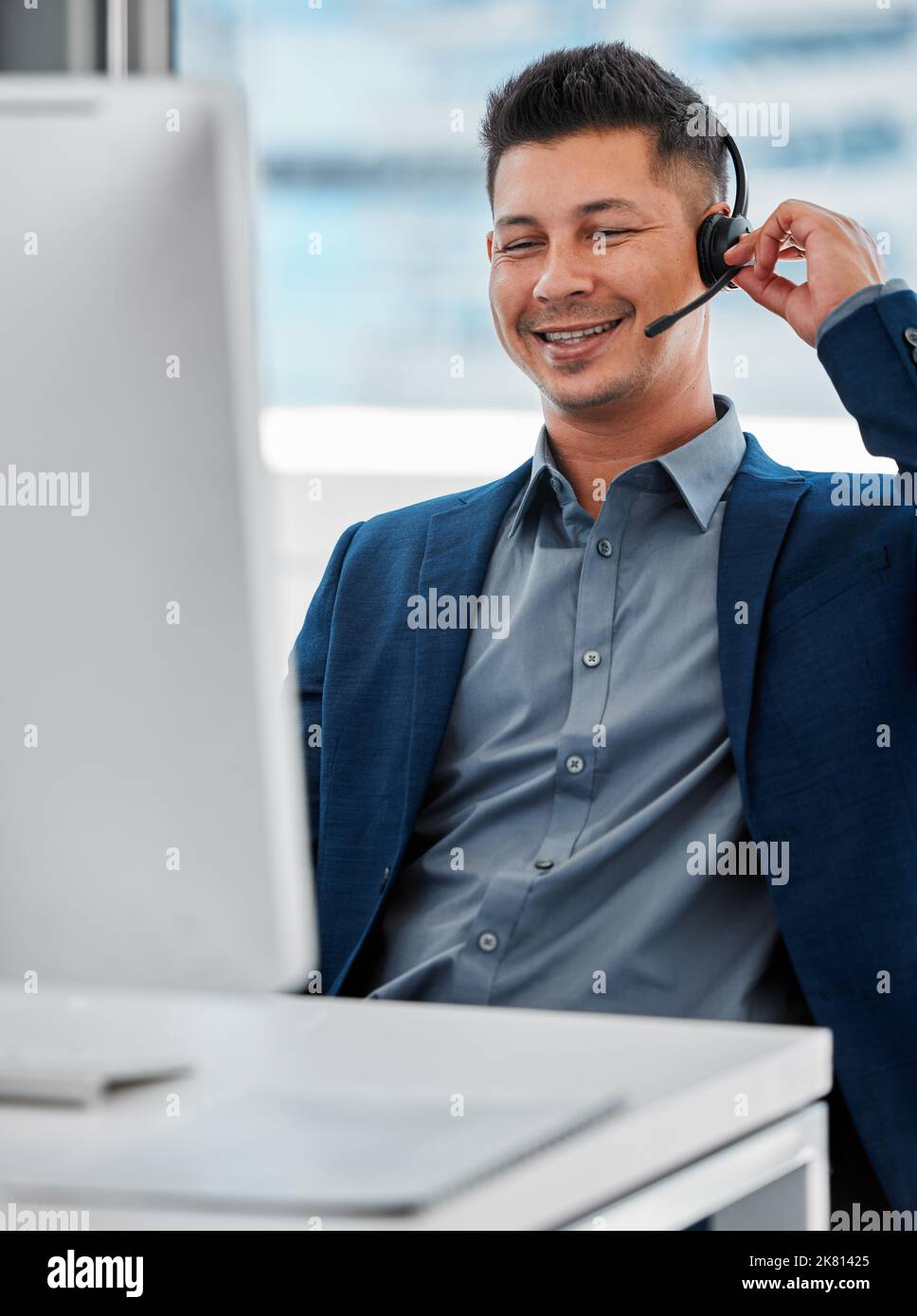 Young man using computer work hi-res stock photography and images - Alamy