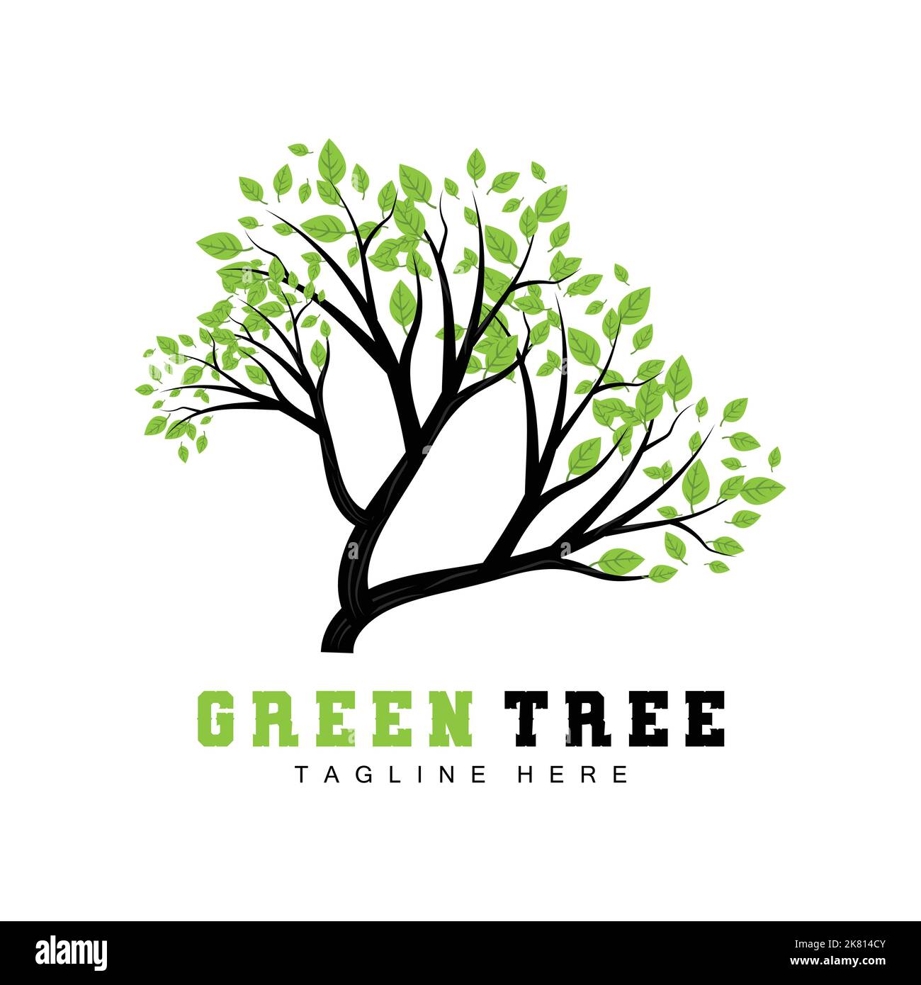 Green Tree Logo Design, Bonsai Tree Logo Illustration, Leaf And Wood ...