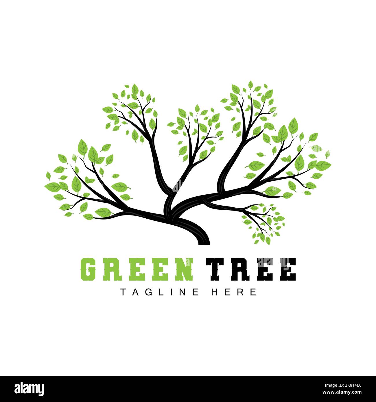 Green Tree Logo Design, Bonsai Tree Logo Illustration, Leaf And Wood ...