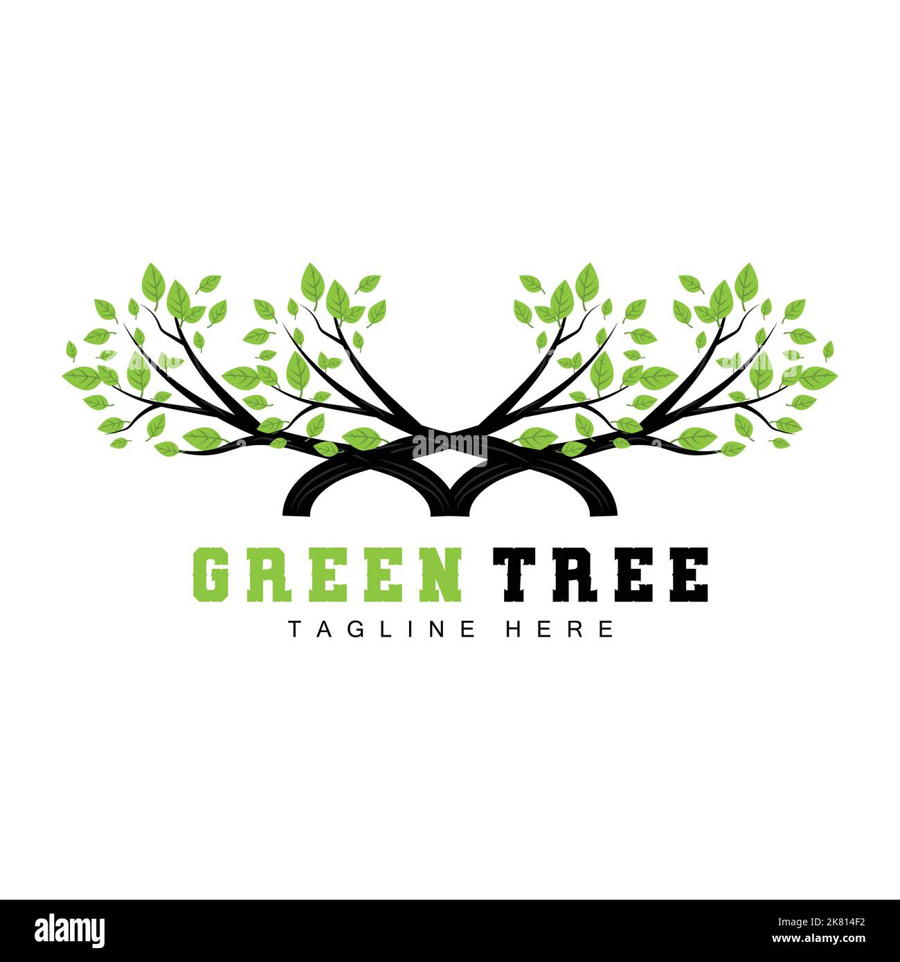 Green Tree Logo Design, Bonsai Tree Logo Illustration, Leaf And Wood ...