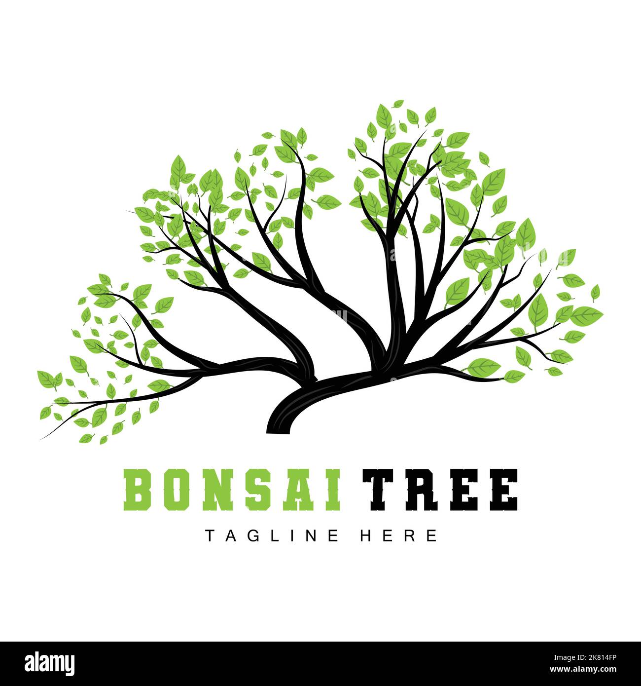 Green Tree Logo Design, Bonsai Tree Logo Illustration, Leaf And Wood ...