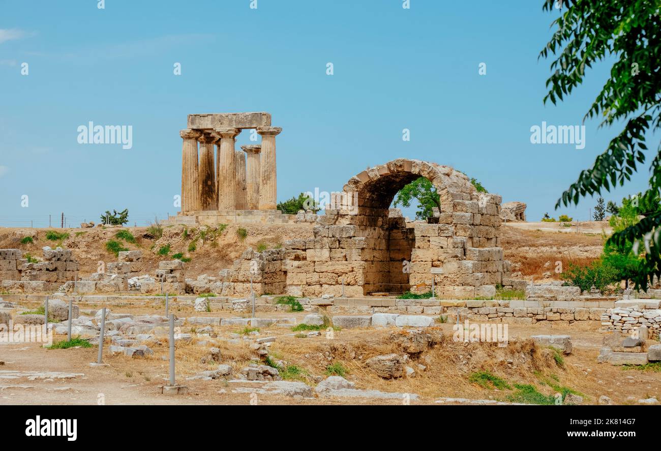 the Temple of Apollo higlighting on top of an elevation in the ...