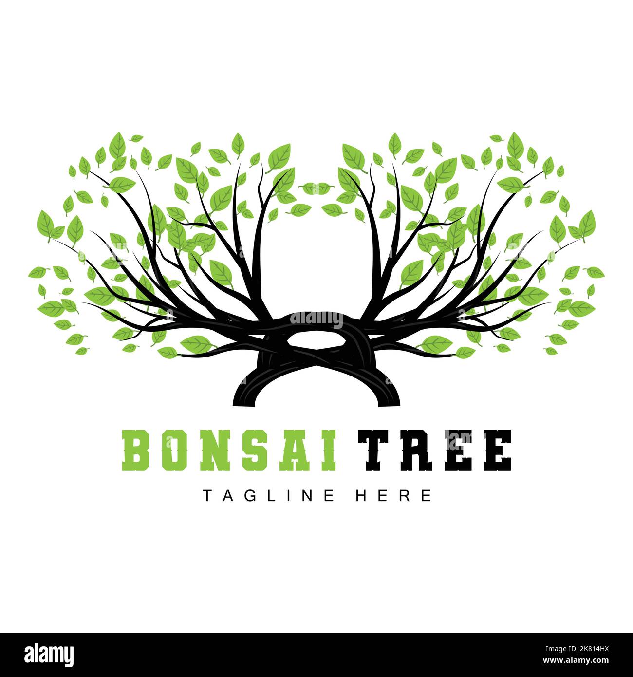Green Tree Logo Design, Bonsai Tree Logo Illustration, Leaf And Wood ...