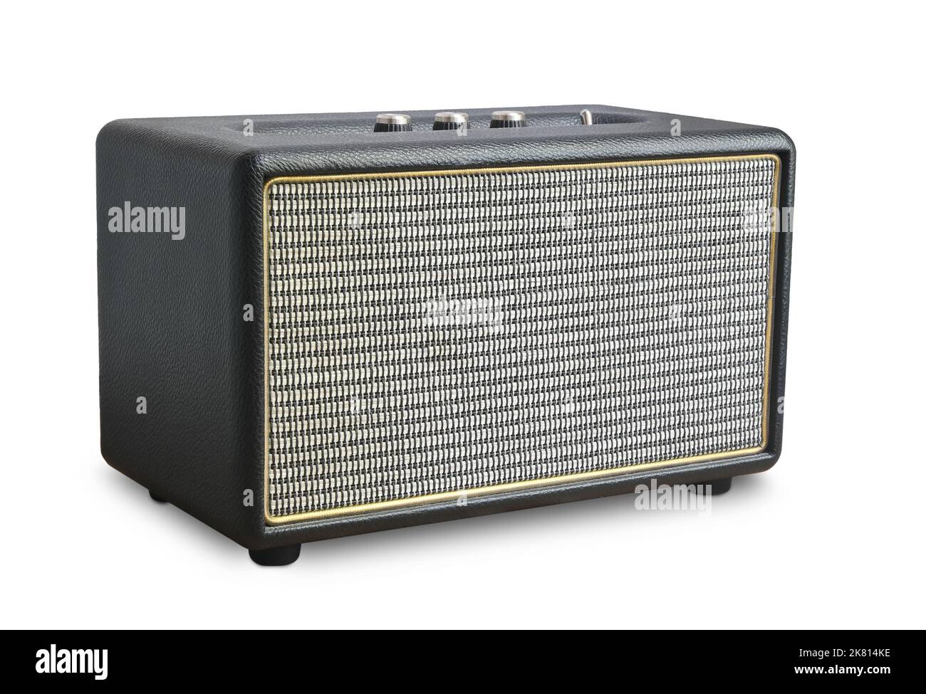 Retro style bluetooth speaker isolated on white Stock Photo - Alamy