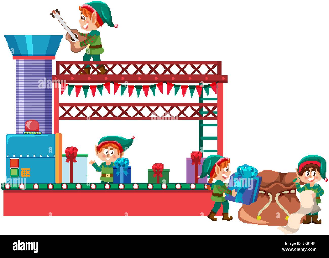 Elves making toy for Christmas illustration Stock Vector Image & Art ...