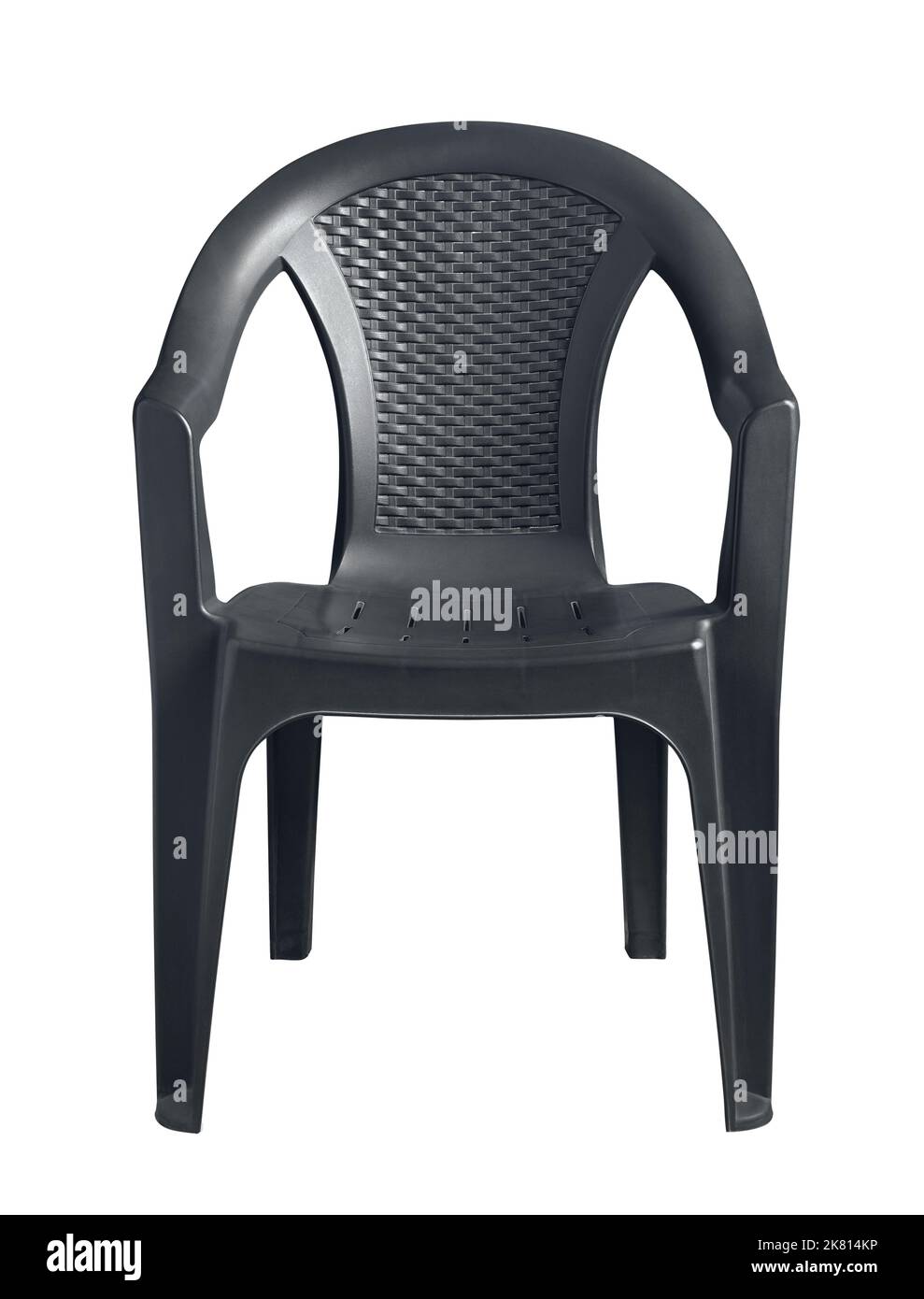 Front view of empty black plastic armchair isolated on white Stock ...