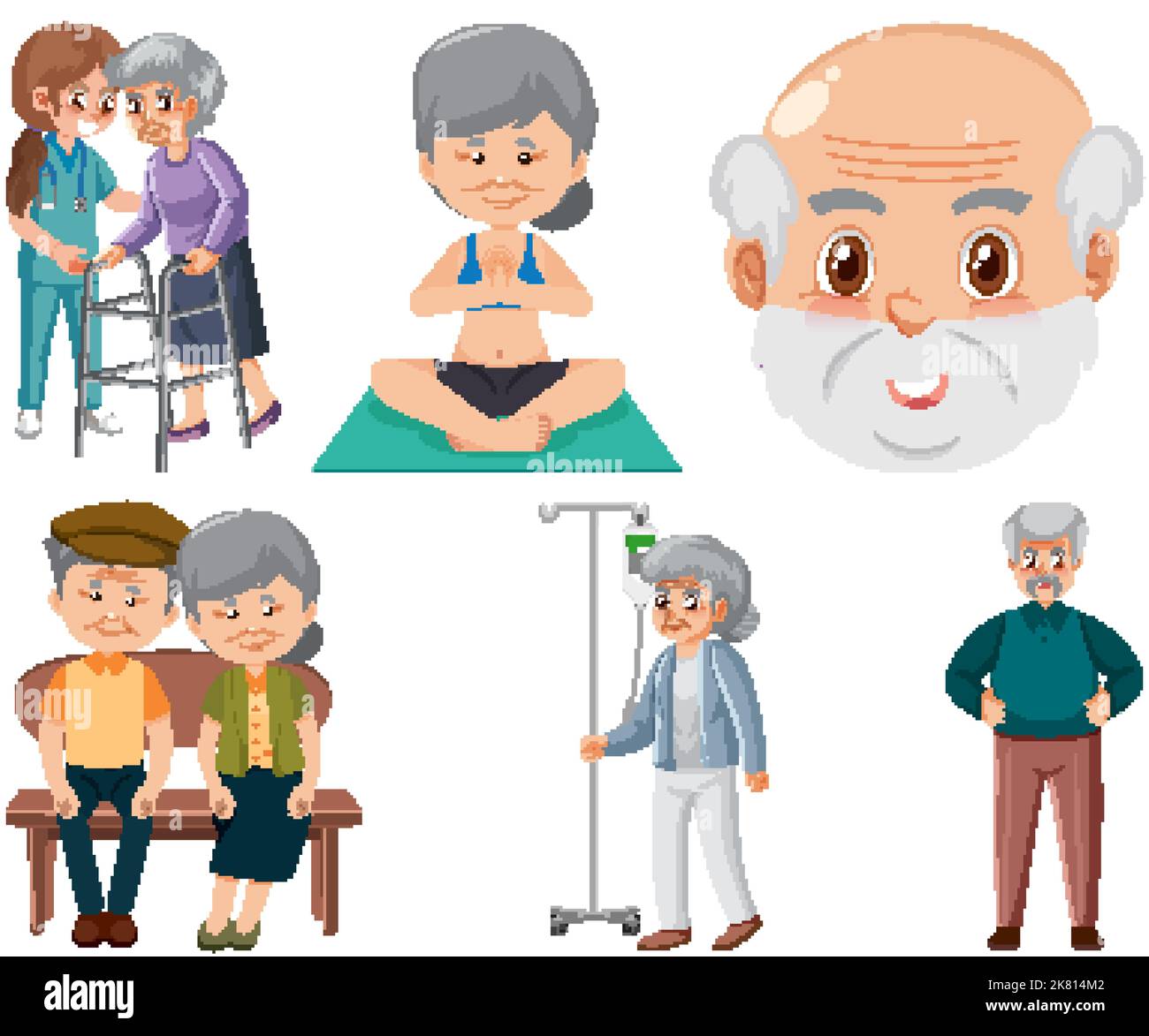 Collection of elderly people icons illustration Stock Vector Image ...