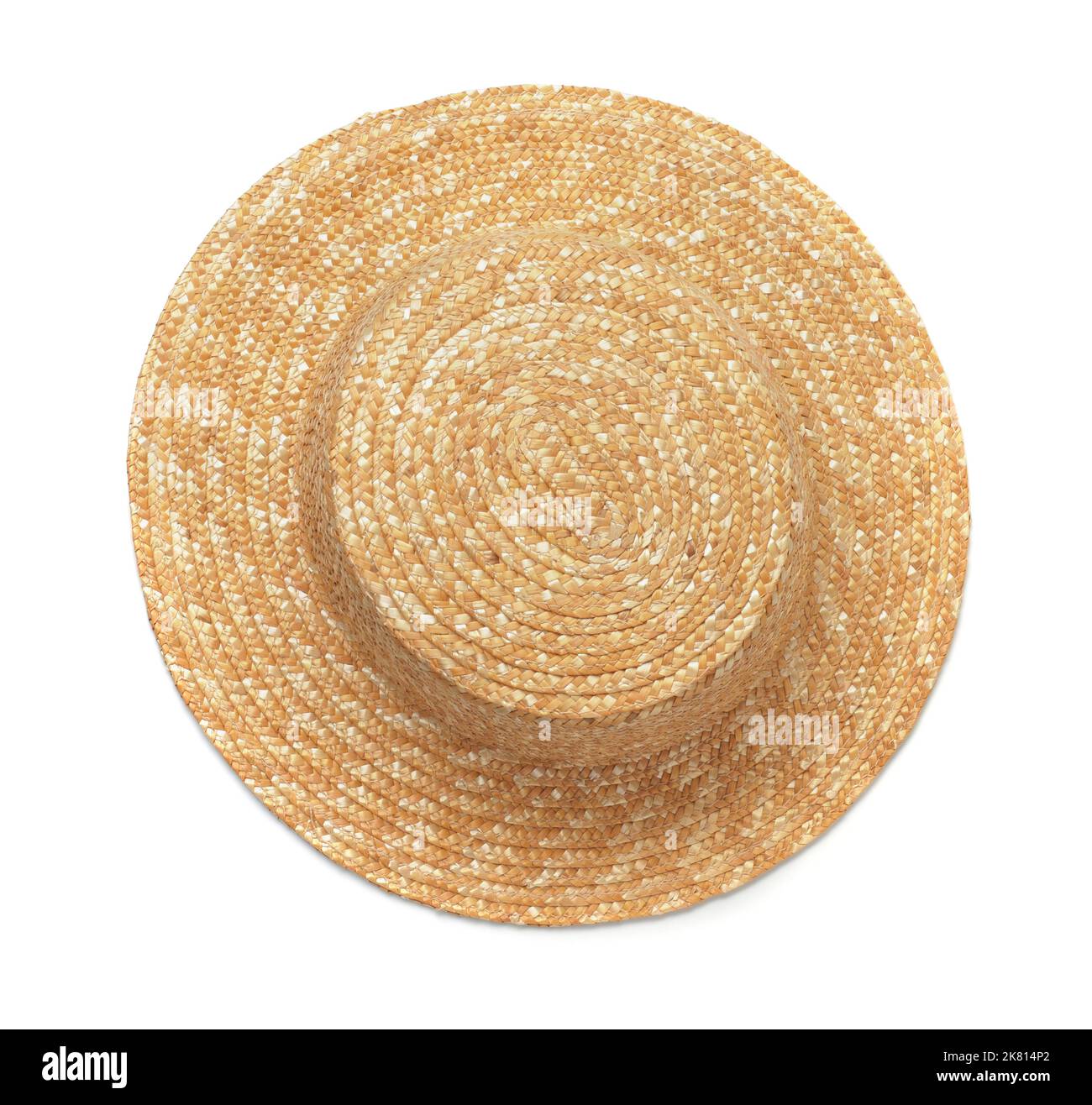 Top view of summer straw hat isolated on white Stock Photo - Alamy