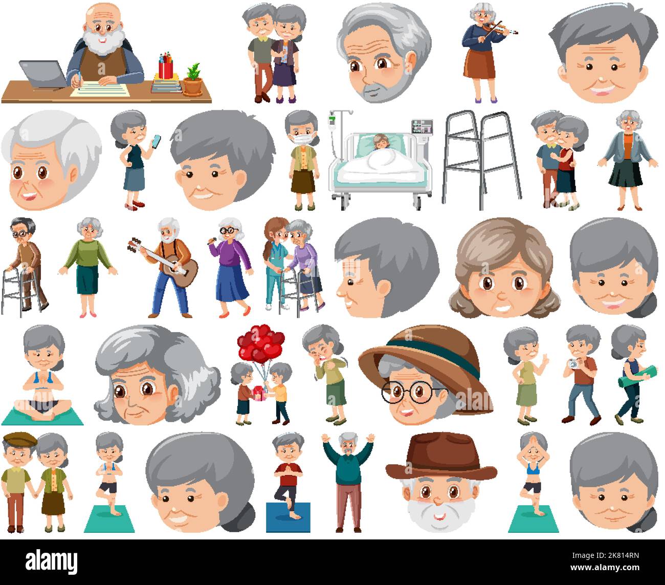 Collection of elderly people icons illustration Stock Vector Image & Art - Alamy