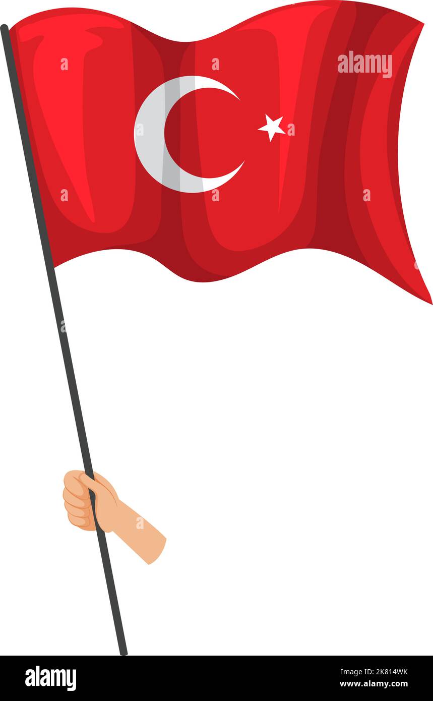 Flag of Turkey with crescent moon and star illustration Stock Vector ...