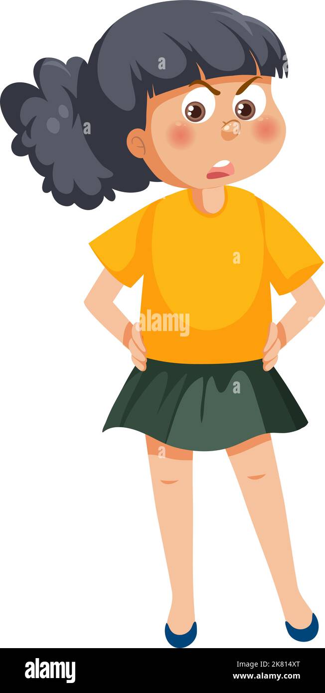 Scowl girl standing akimbo pose illustration Stock Vector Image & Art ...