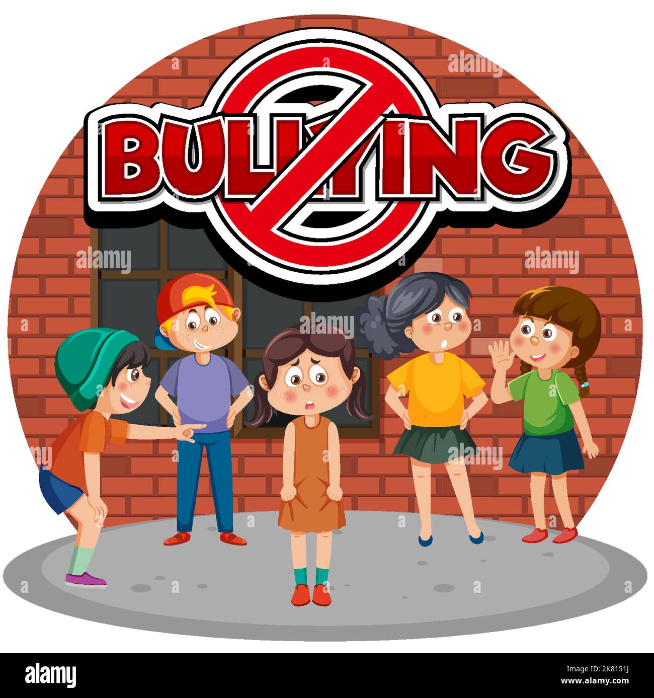 Stop Bullying text with cartoon character illustration Stock Vector ...