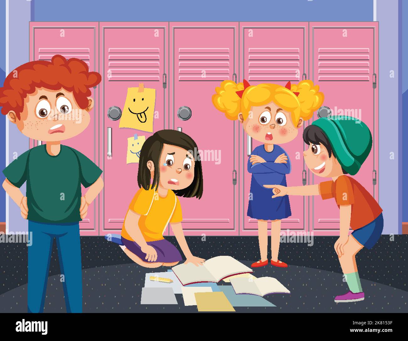Kids bullying their friend at school illustration Stock Vector Image ...