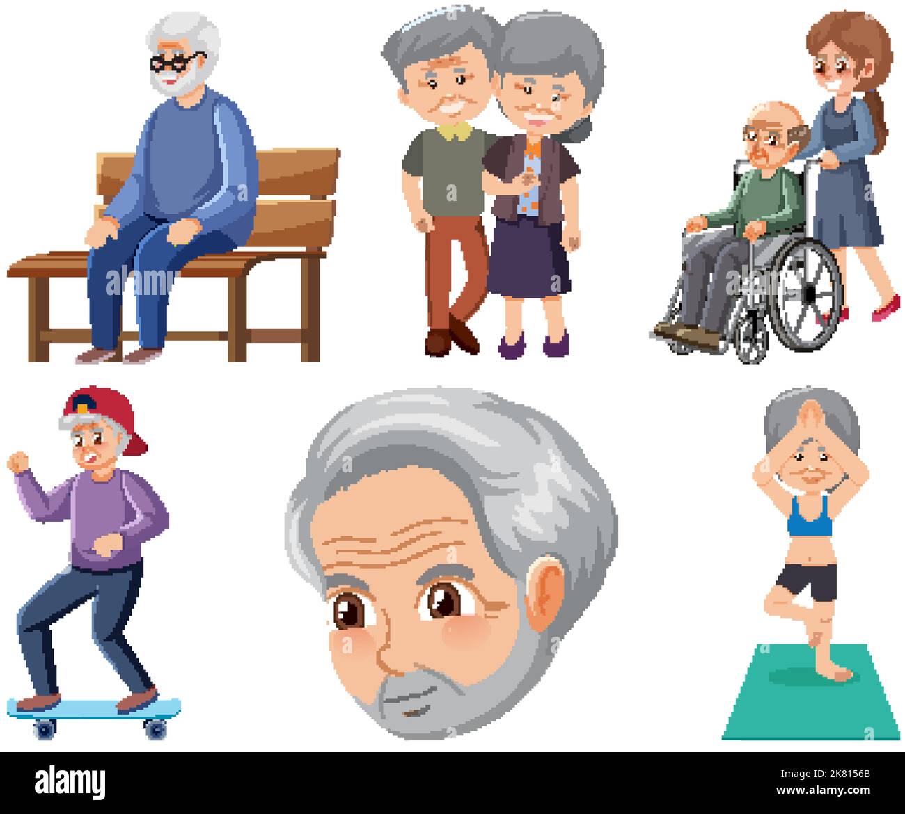 Collection of elderly people icons illustration Stock Vector Image ...