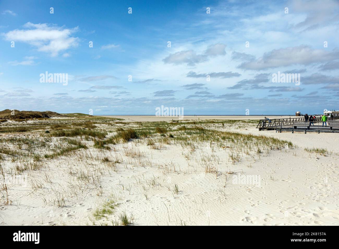 Dune landscape on the coast of Sankt Peter-Ording, on the right the ...