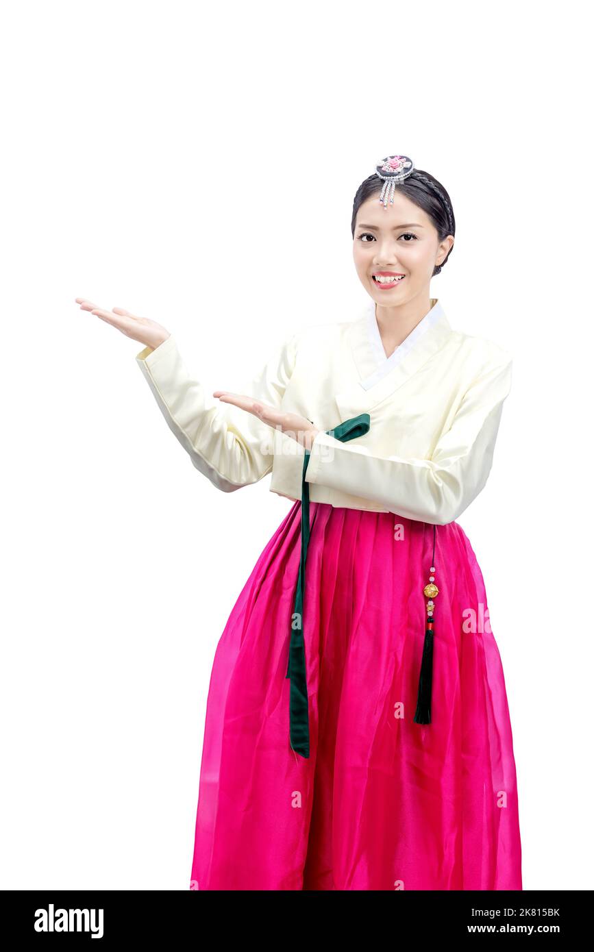 Asian woman wearing a traditional Korean national costume, Hanbok ...