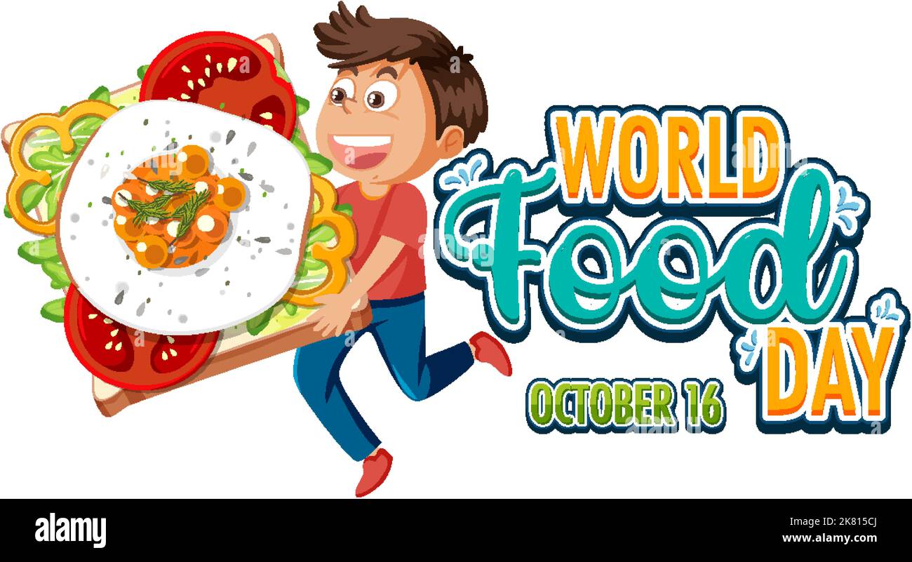 World food day text with food elements illustration Stock Vector Image ...