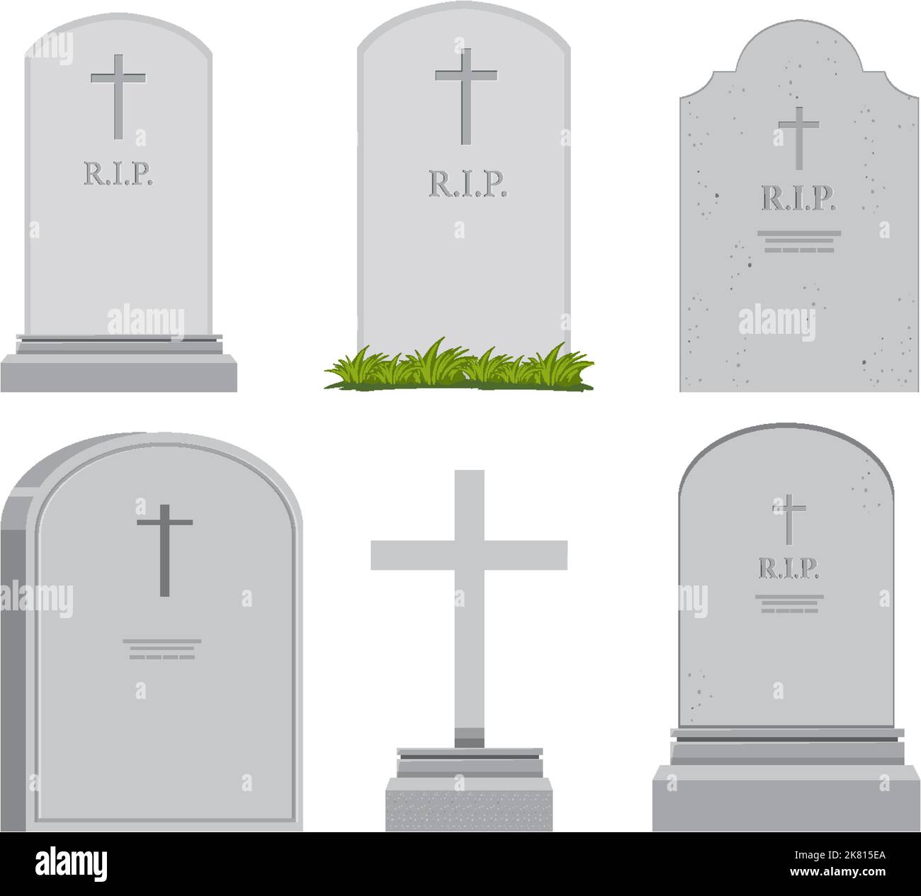 Set of different gravestones on white background illustration Stock ...