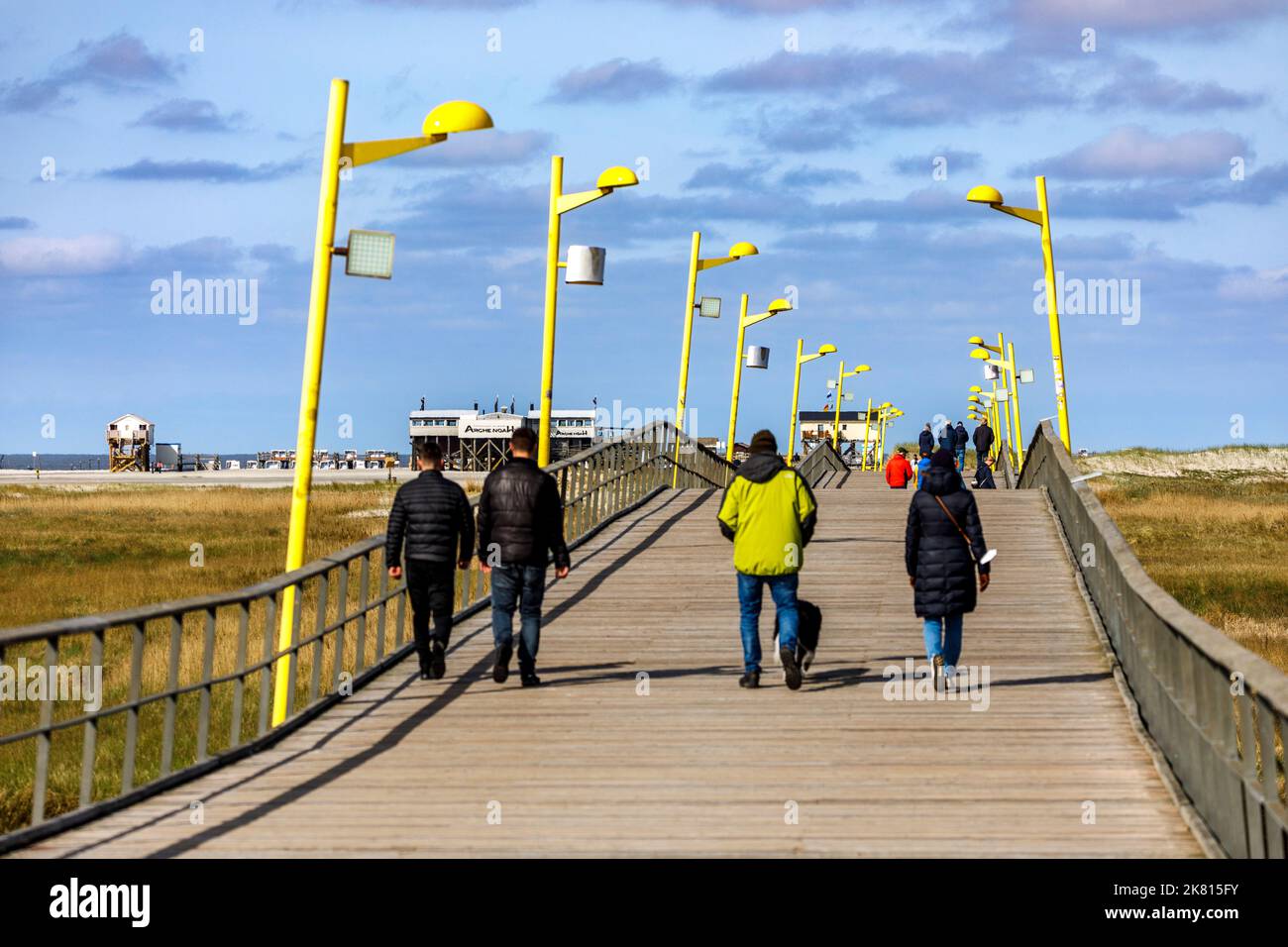 Pier to Sankt Peter-Ording-beach, at the end the sandbank with the ...